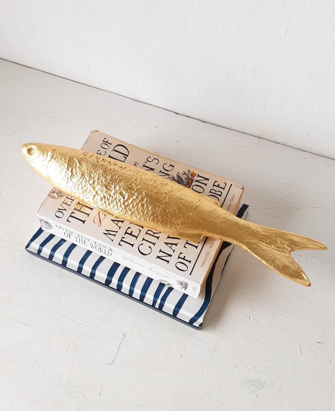 Gold Fish Sculpture, Ceramic Stunned Mullet With Gold Leaf Finish ...