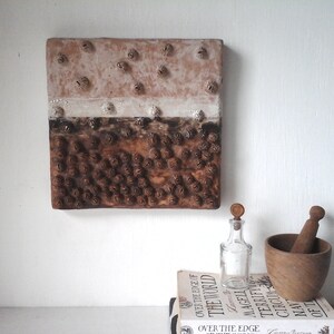 Rustic Wall Art, Square Ceramic Barnacle Sculpture in Earthy Colors ...