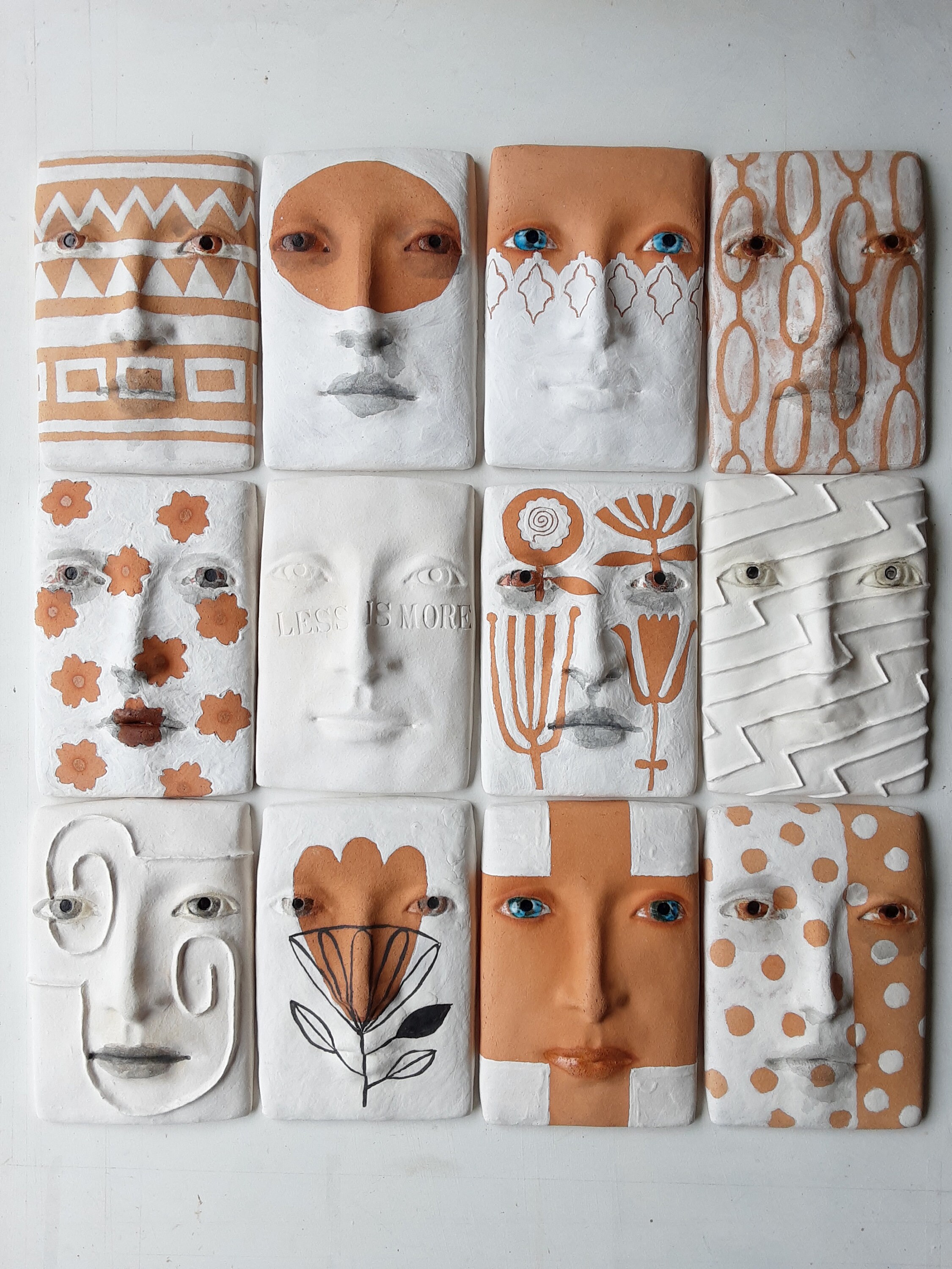 Ceramic Wall Sculpture Pottery Face With a Lace Pattern Mask - Etsy