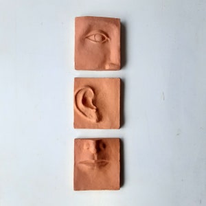 Terracotta Wall Art, Ceramic Faces Set of Three, Classic Sculpture With ...