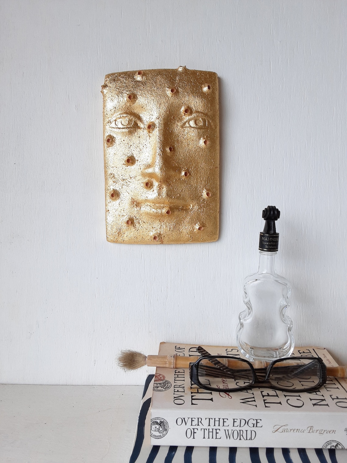 Gold Tile Face Sculpture Ceramic Wall Art Buddha Face Gold - Etsy