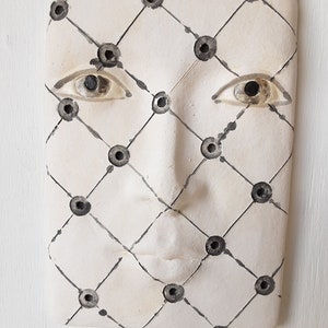 White Wall Mask Sculpture Modern Ceramic Wall Decor Female - Etsy