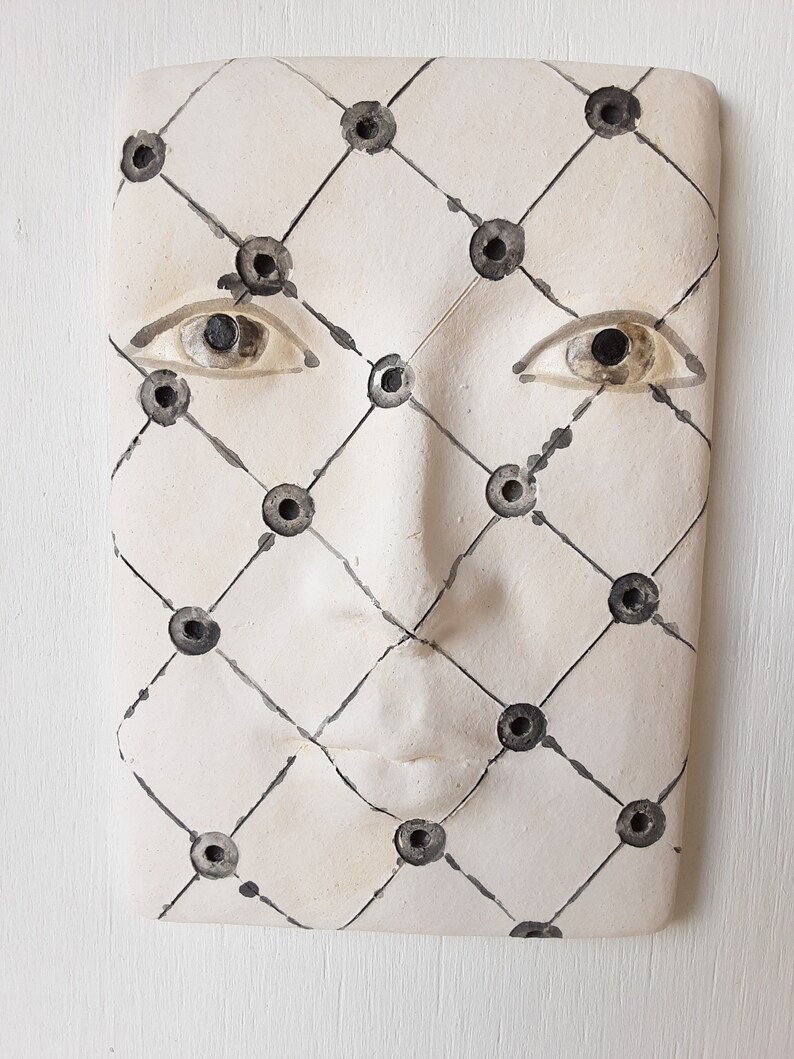 White Wall Mask Sculpture Modern Ceramic Wall Decor Female - Etsy
