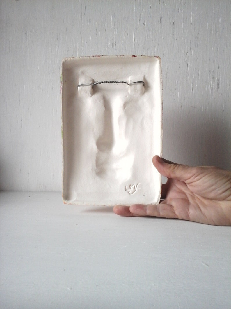 Abstract Ceramic Face Pottery Wall Sculpture Red White and | Etsy