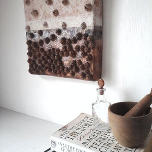 Rustic Wall Art, Square Ceramic Barnacle Sculpture in Earthy Colors ...