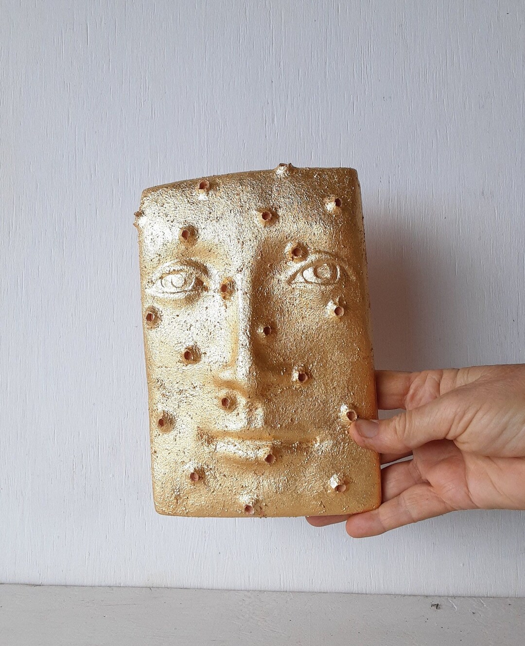 Gold Tile Face Sculpture Ceramic Wall Art Buddha Face Gold - Etsy