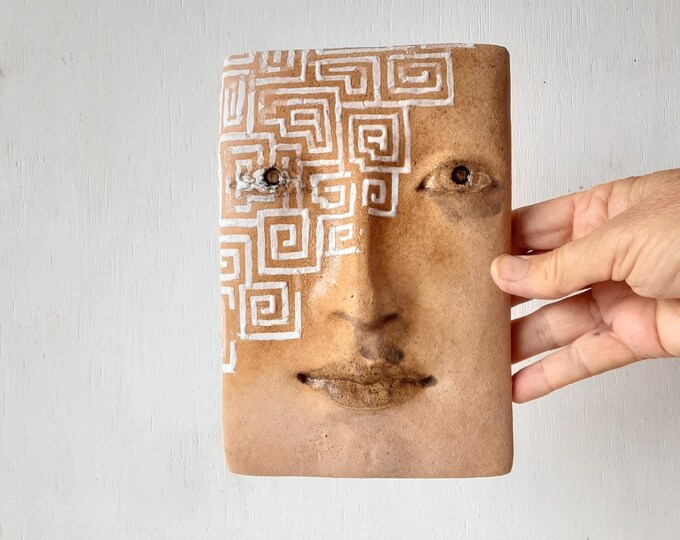 Terracotta Female Wall Mask, Modern Sculptural Ceramic Wall Decor With ...
