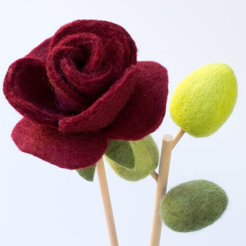 Felt Everlasting Red Rose Handmade Wool Felt Single Rose - Etsy