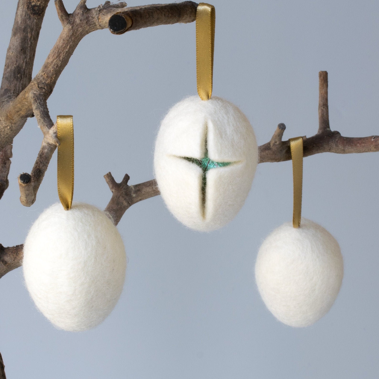 White Egg Tree Decorations. Natural Merino Wool Felt Egg | Etsy