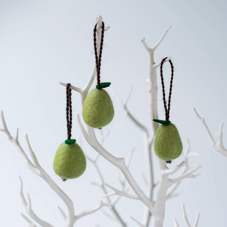 Mini Felt Pear Hanging Decoration Set of Three Miniature - Etsy