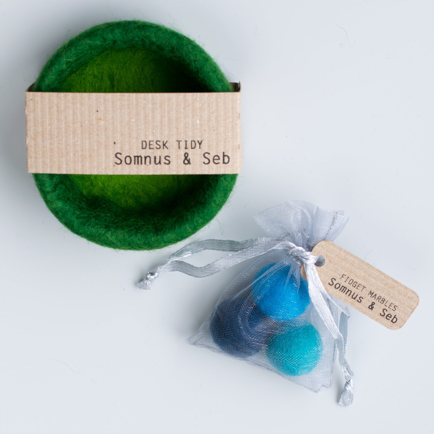 Felt Desk Tidy and Fidget Marble Gift Set Office Stationary - Etsy