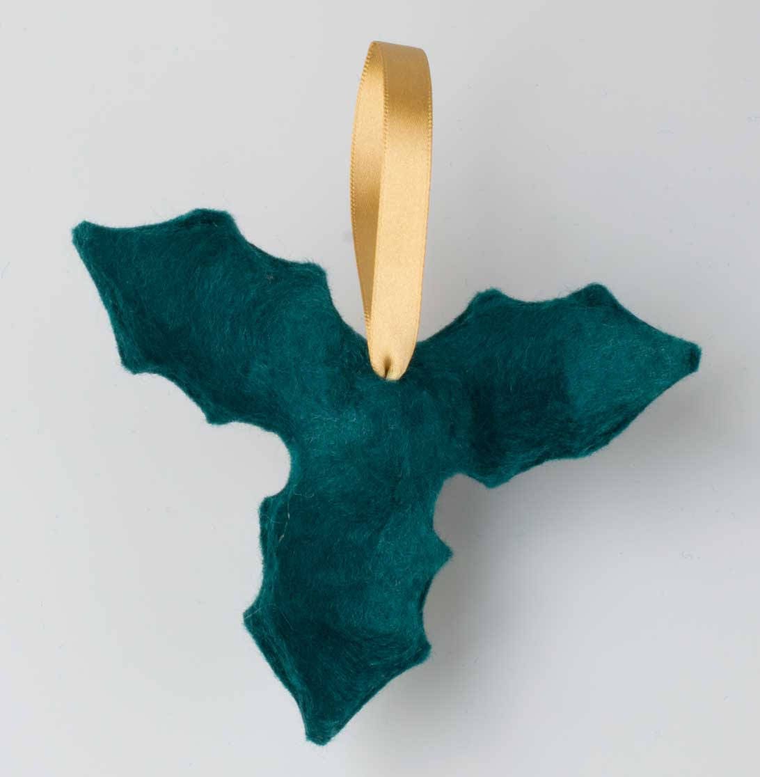 Felt Holly Christmas Ornament Handmade Merino Wool Felt Tree | Etsy