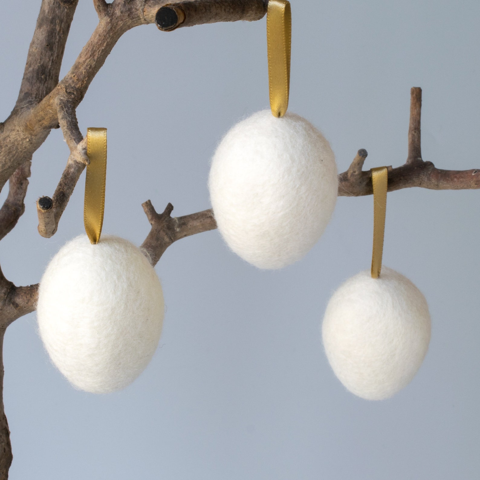 White Egg Tree Decorations. Natural Merino Wool Felt Egg | Etsy