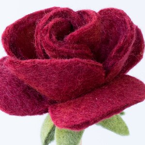 Felt Everlasting Red Rose - Handmade Wool Felt Single Rose Flower Stem ...