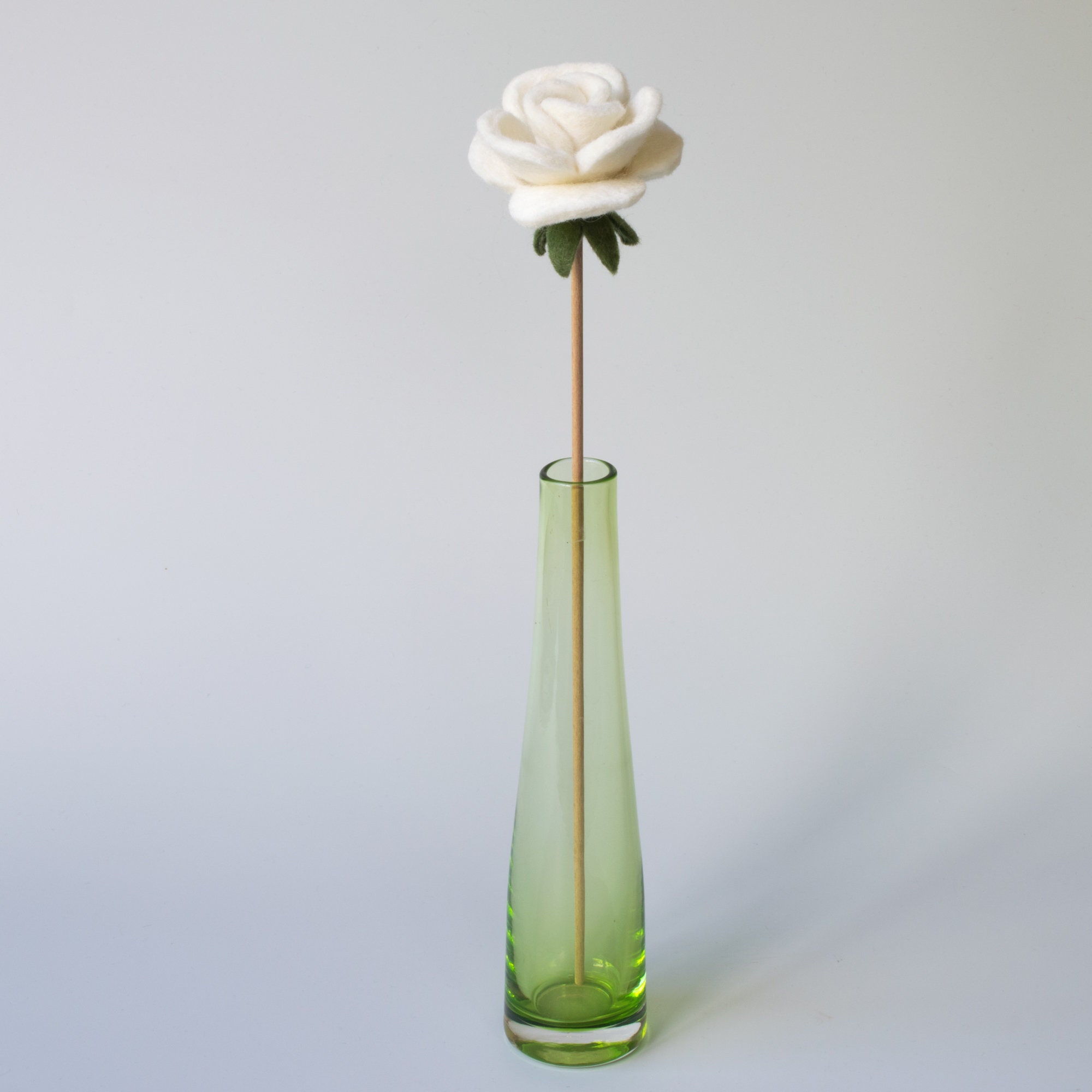 White Rose Forever Flower Handmade Natural Wool Felt Rose | Etsy