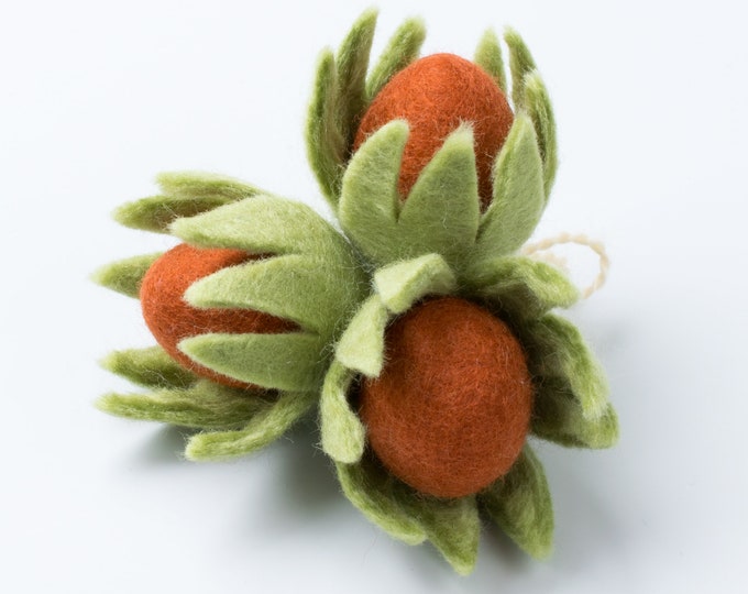 Felt Hazelnut Set. Three Large Hazelnut Hanging Ornaments. Autumn ...