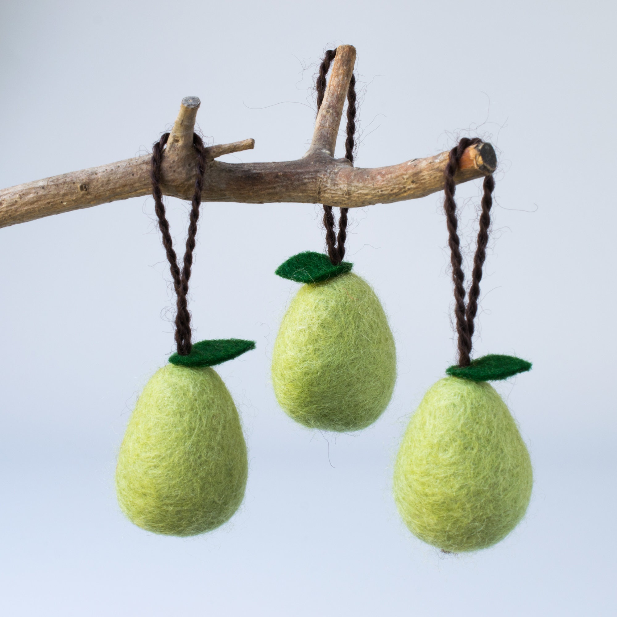 Mini Felt Pear Hanging Decoration Set of Three Miniature - Etsy