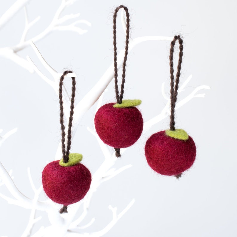 Mini Felt Apple Hanging Decoration Set of Three Miniature - Etsy UK