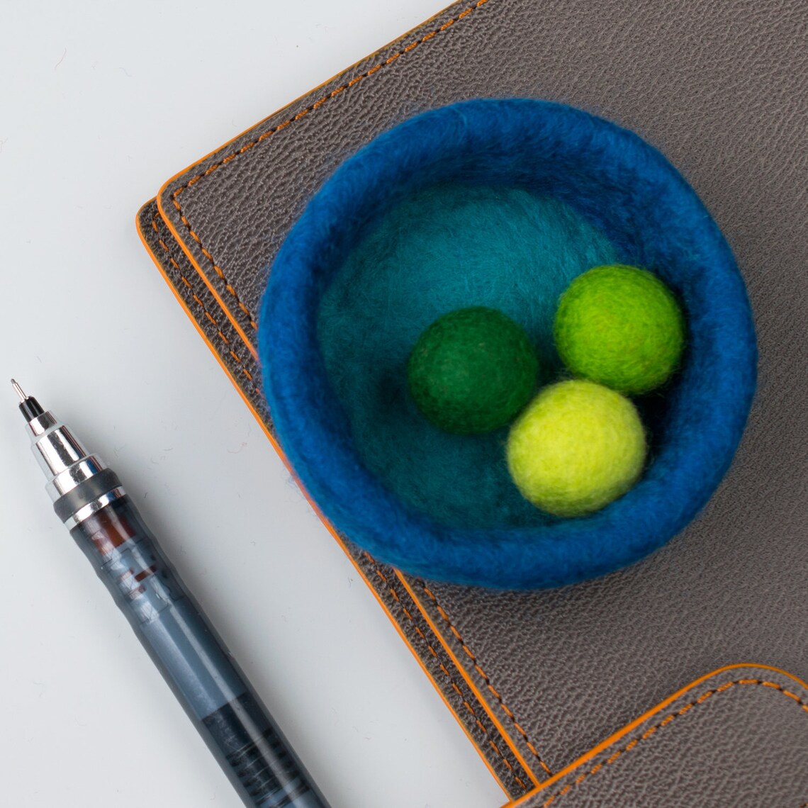 Felt Desk Tidy and Fidget Marble Gift Set | Etsy