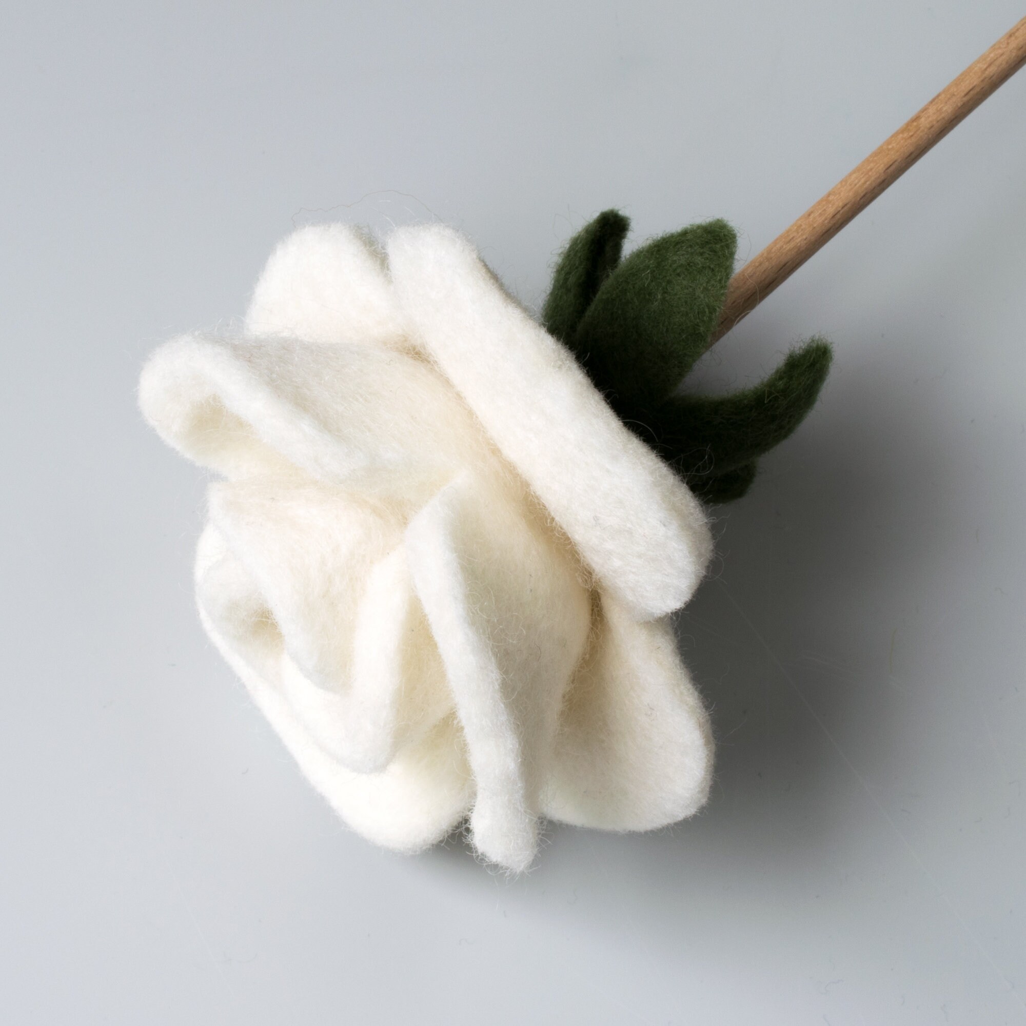 White Rose Forever Flower Handmade Natural Wool Felt Rose | Etsy