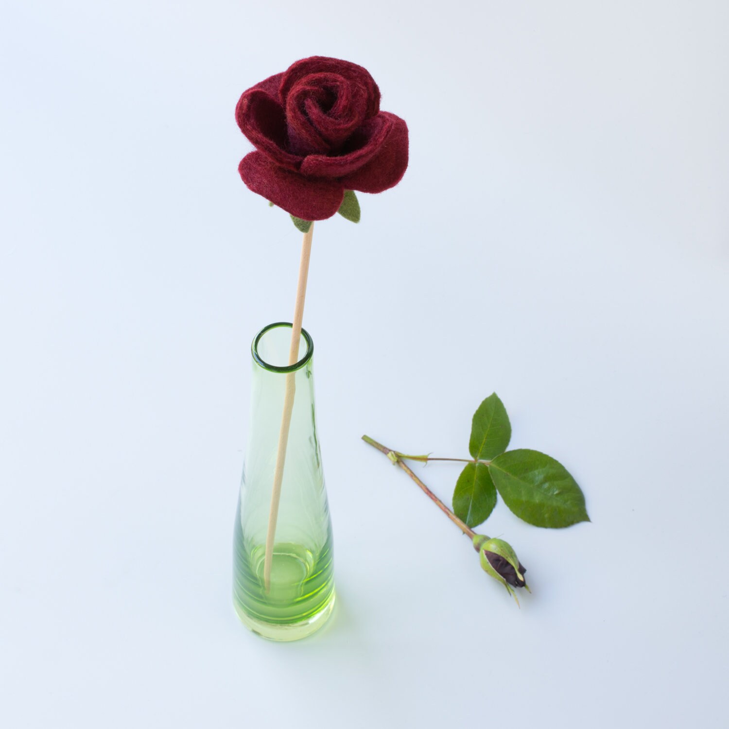 Felt Everlasting Red Rose Handmade Wool Felt Single Rose - Etsy