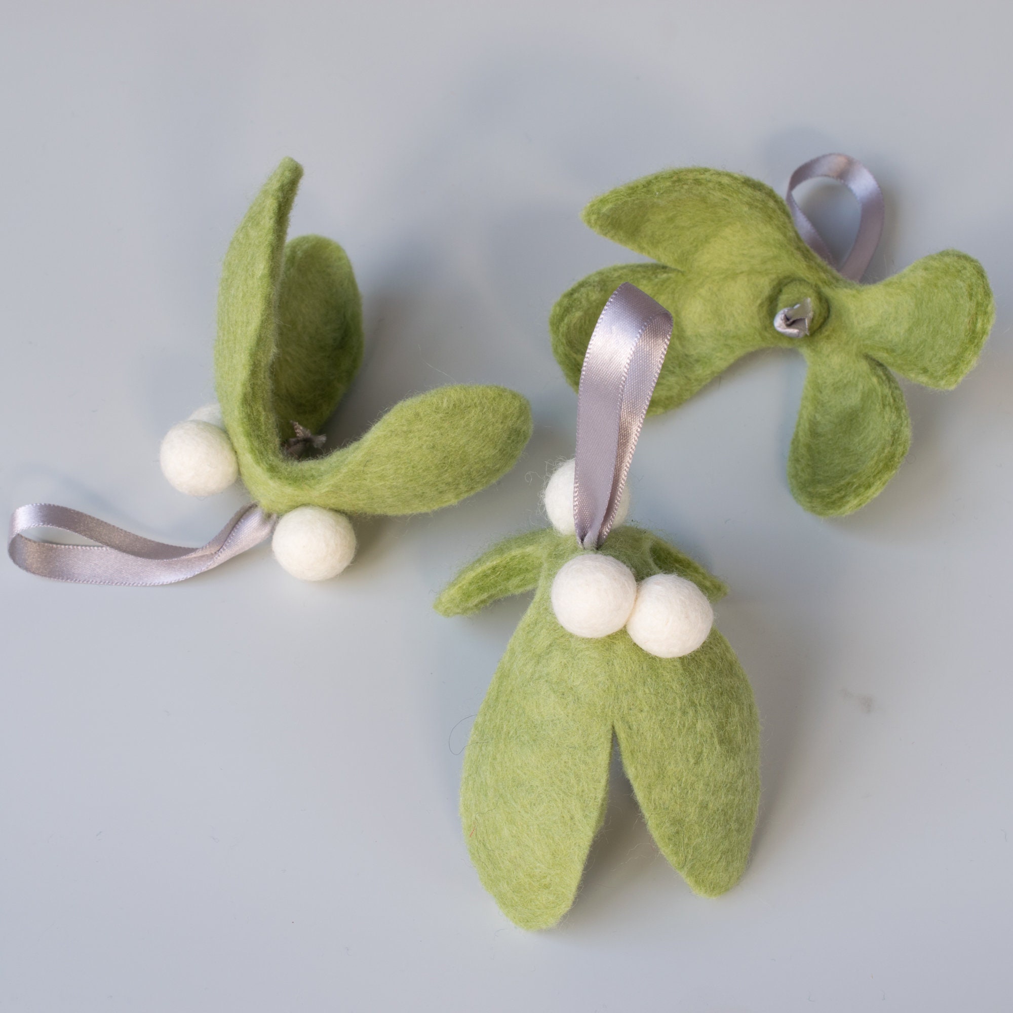Felt mistletoe Christmas ornaments handmade merino wool | Etsy