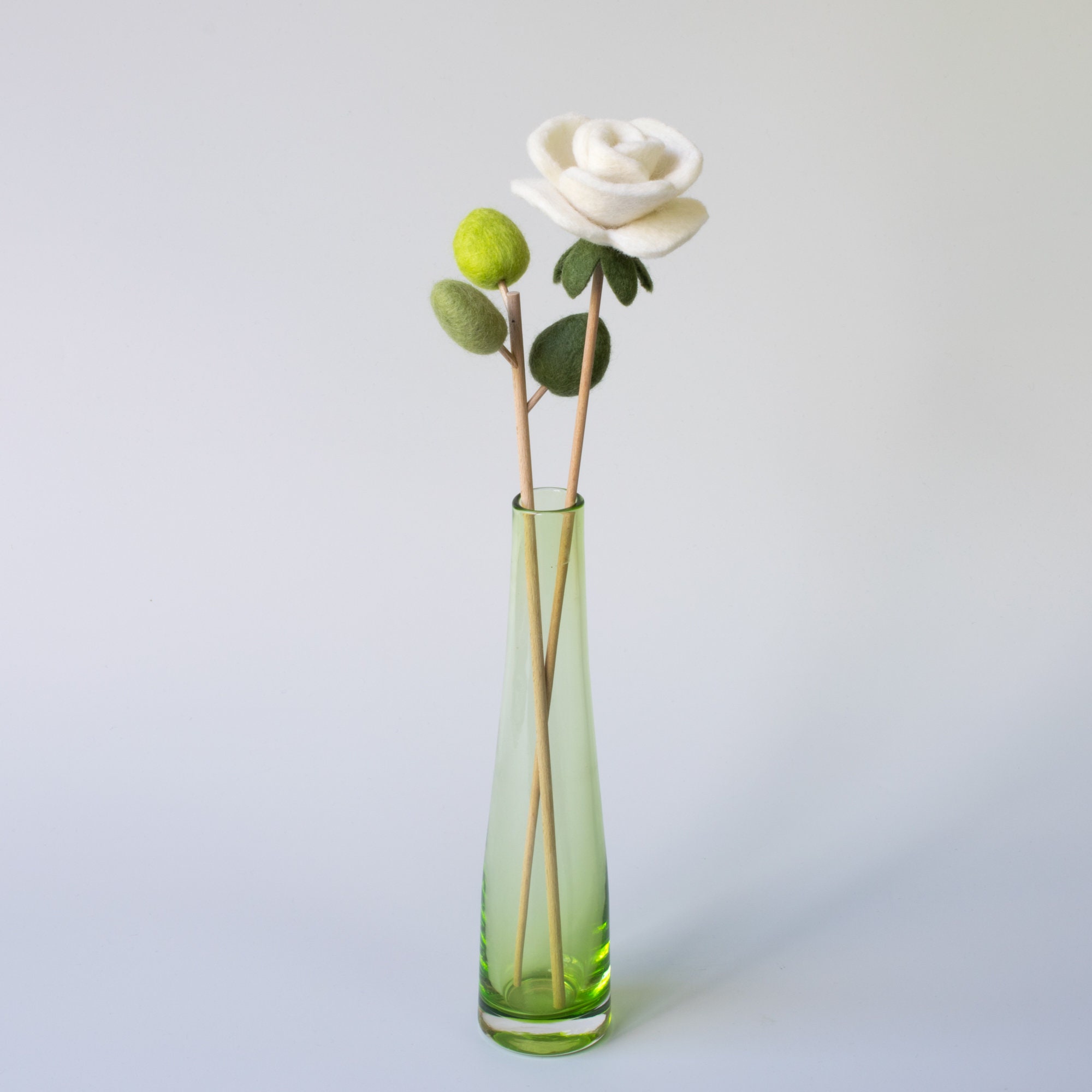 White Rose Forever Flower Handmade Natural Wool Felt Rose | Etsy