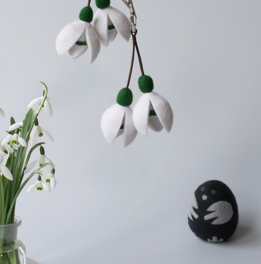 Felt Snowdrop Flower Tassel Bag Charm Merino wool felt | Etsy
