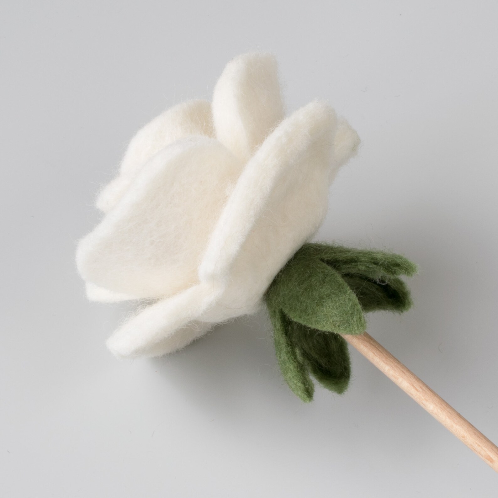 White Rose Forever Flower Handmade Natural Wool Felt Rose | Etsy