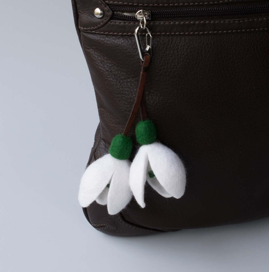 Felt Snowdrop Flower Tassel Bag Charm Merino wool felt | Etsy