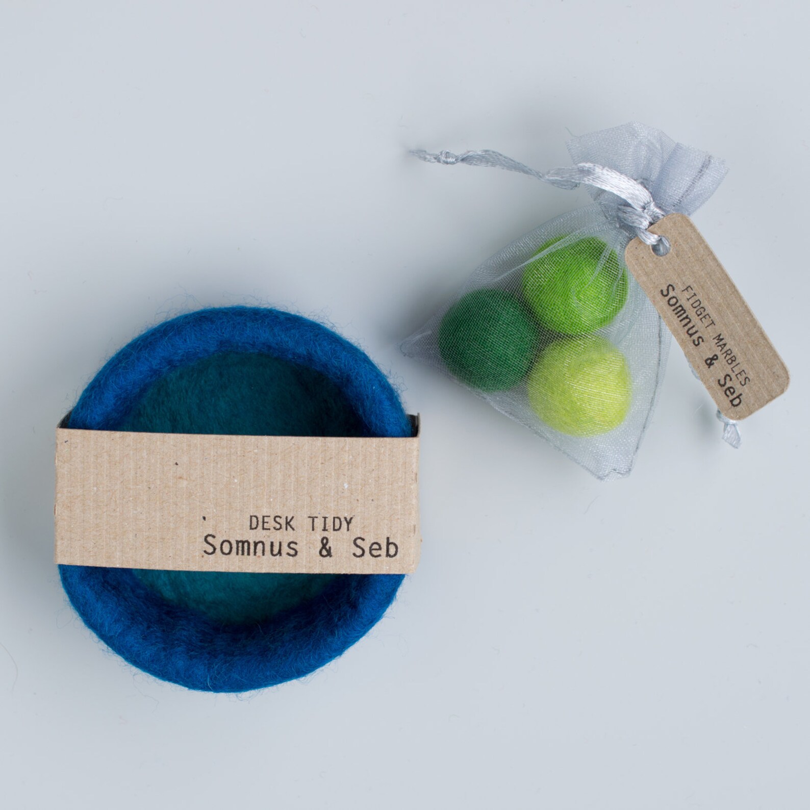 Felt Desk Tidy and Fidget Marble Gift Set - Etsy