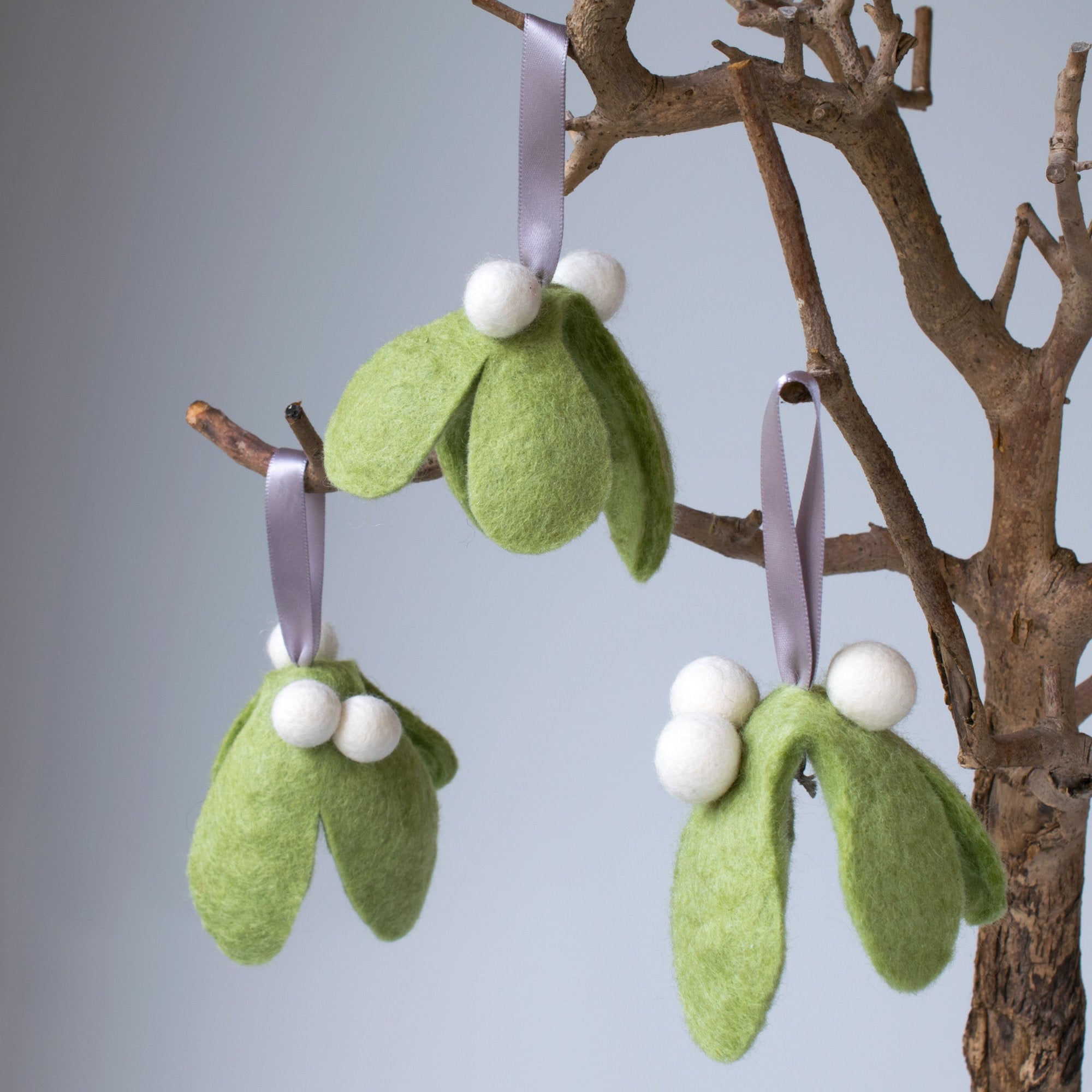 Felt Mistletoe Christmas Ornaments Handmade Merino Wool Tree - Etsy UK