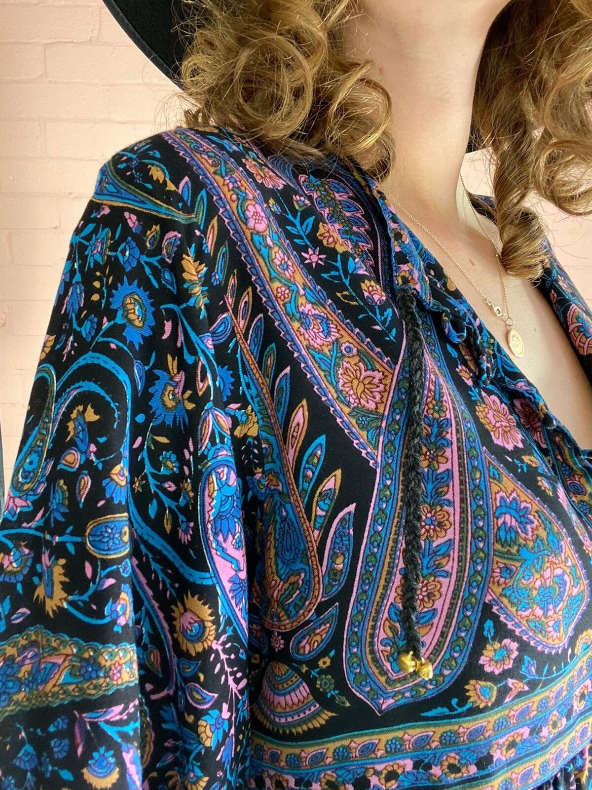 Florence Mini Dress Midnight Sapphire Paisley Floral Rayon - Etsy UK