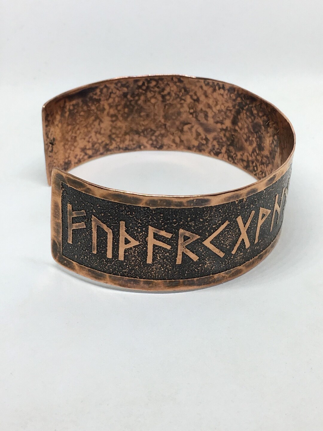 Hammered Copper Rune Cuff Bracelet Elder Futhark Etched Into Copper ...
