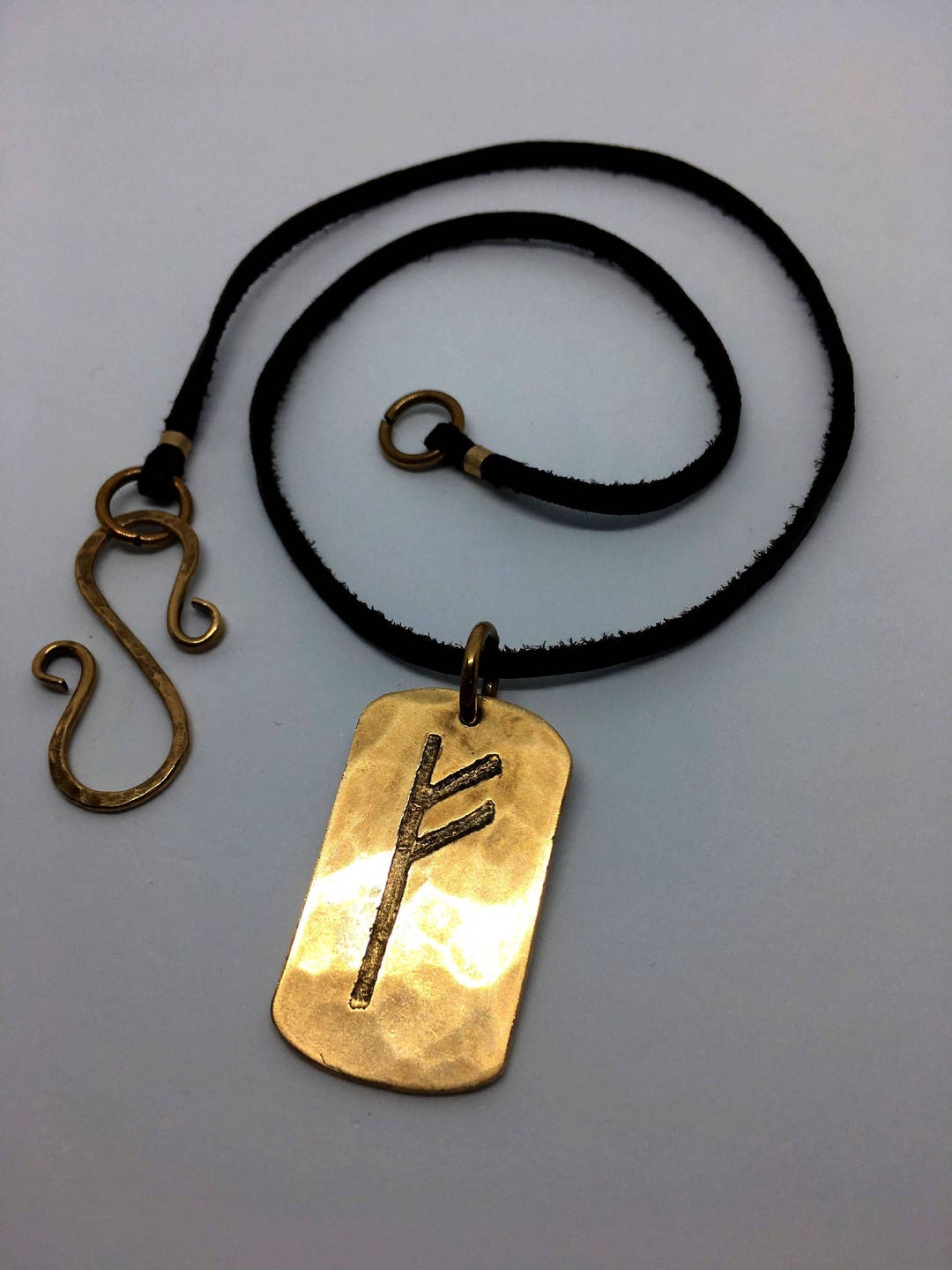 CHOOSE YOUR RUNE Bronze & Leather Rune Talisman - Elder Futhark Rune ...