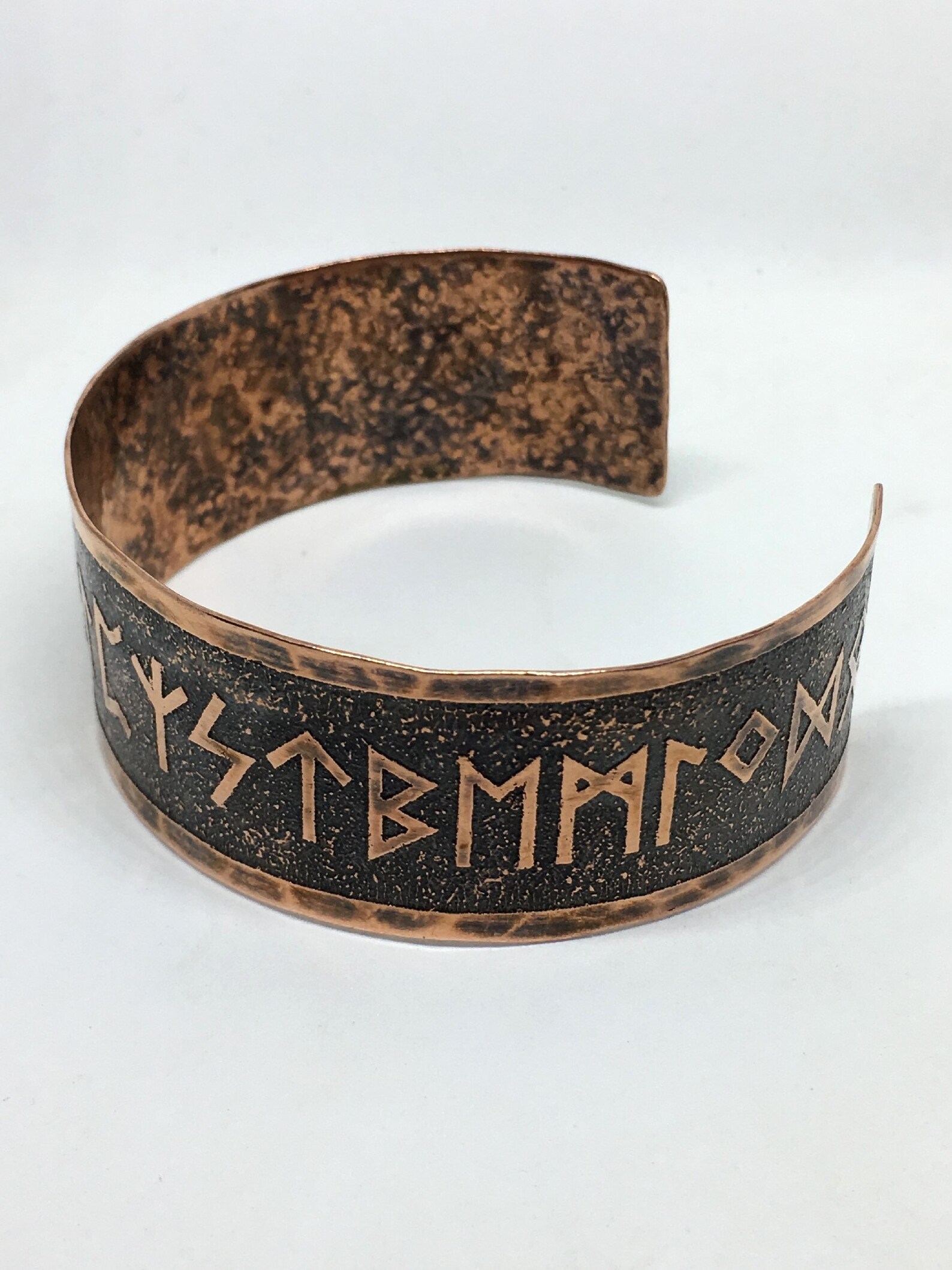 Hammered Copper Rune Cuff Bracelet Elder Futhark Etched Into - Etsy