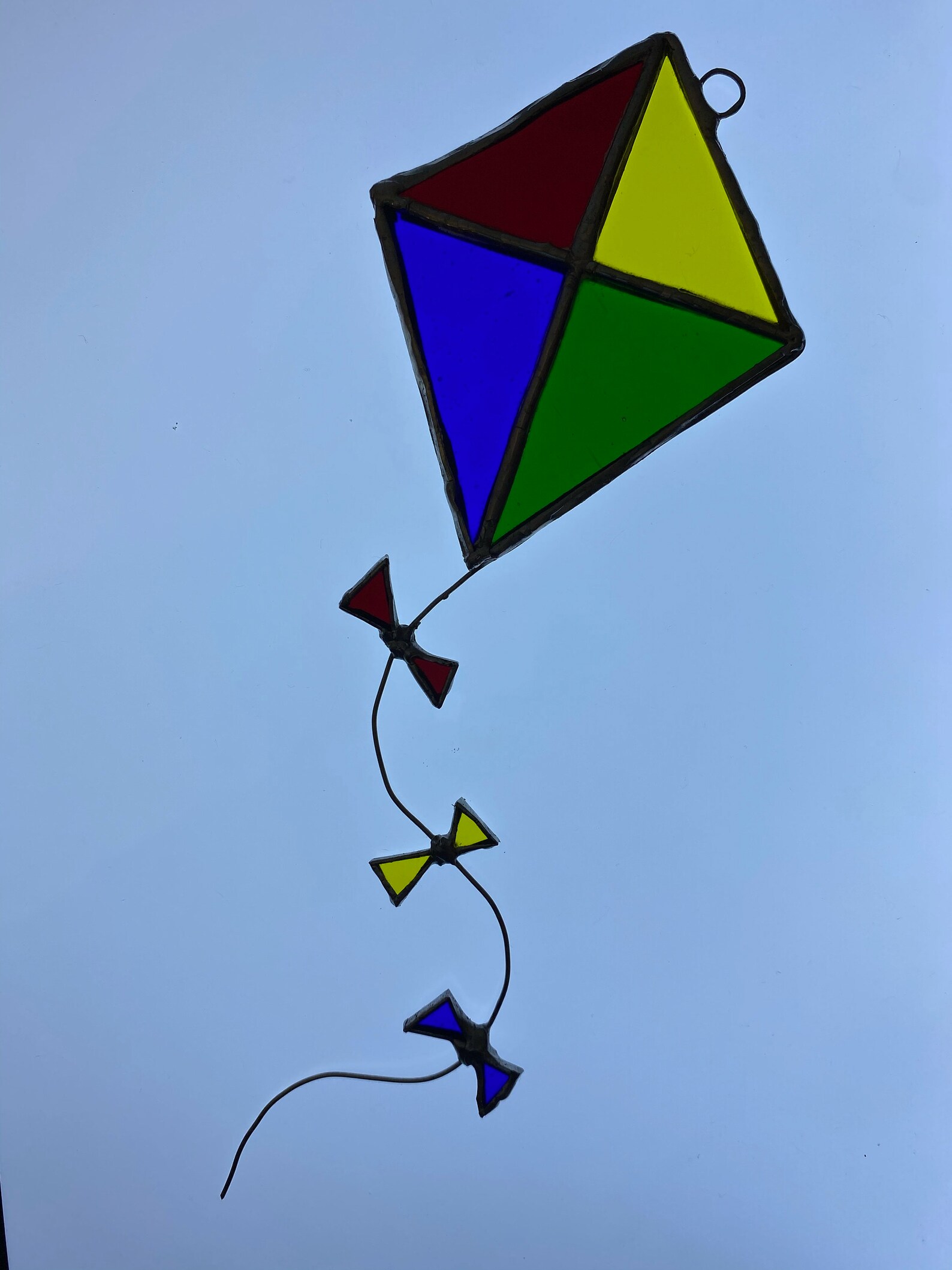 Whimsical Kite Suncatcher Stained Glass Red Blue Yellow Green - Etsy