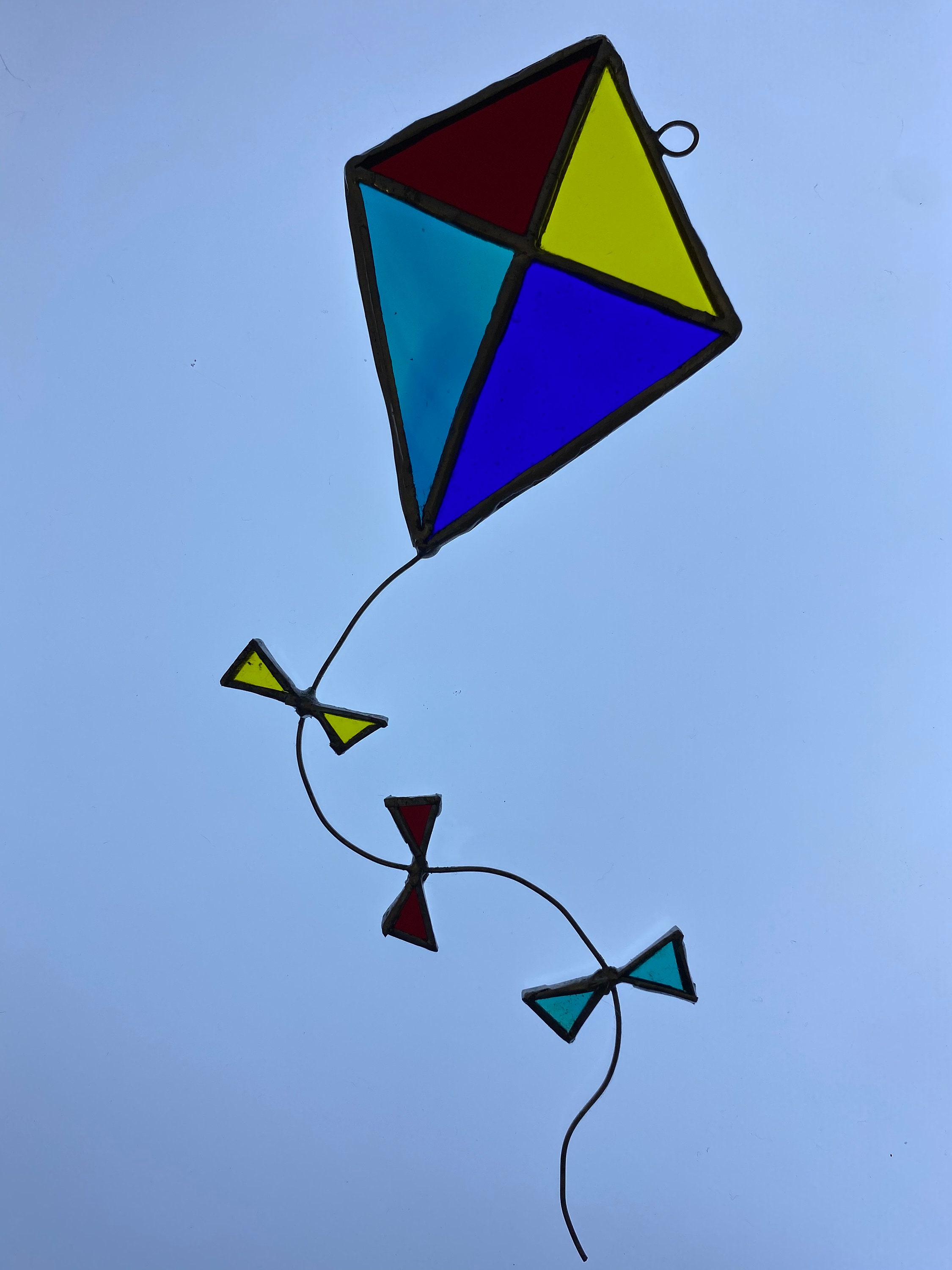 Whimsical Kite Suncatcher Stained Glass Red Blue Yellow Green - Etsy