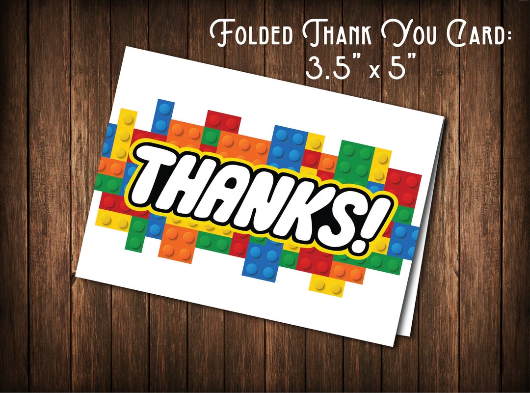 Brick/building Blocks Thank You Card: DIY Printable Design Template for ...