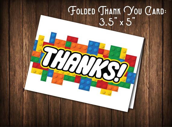 Brick/building Blocks Thank You Card: DIY Printable Design - Etsy