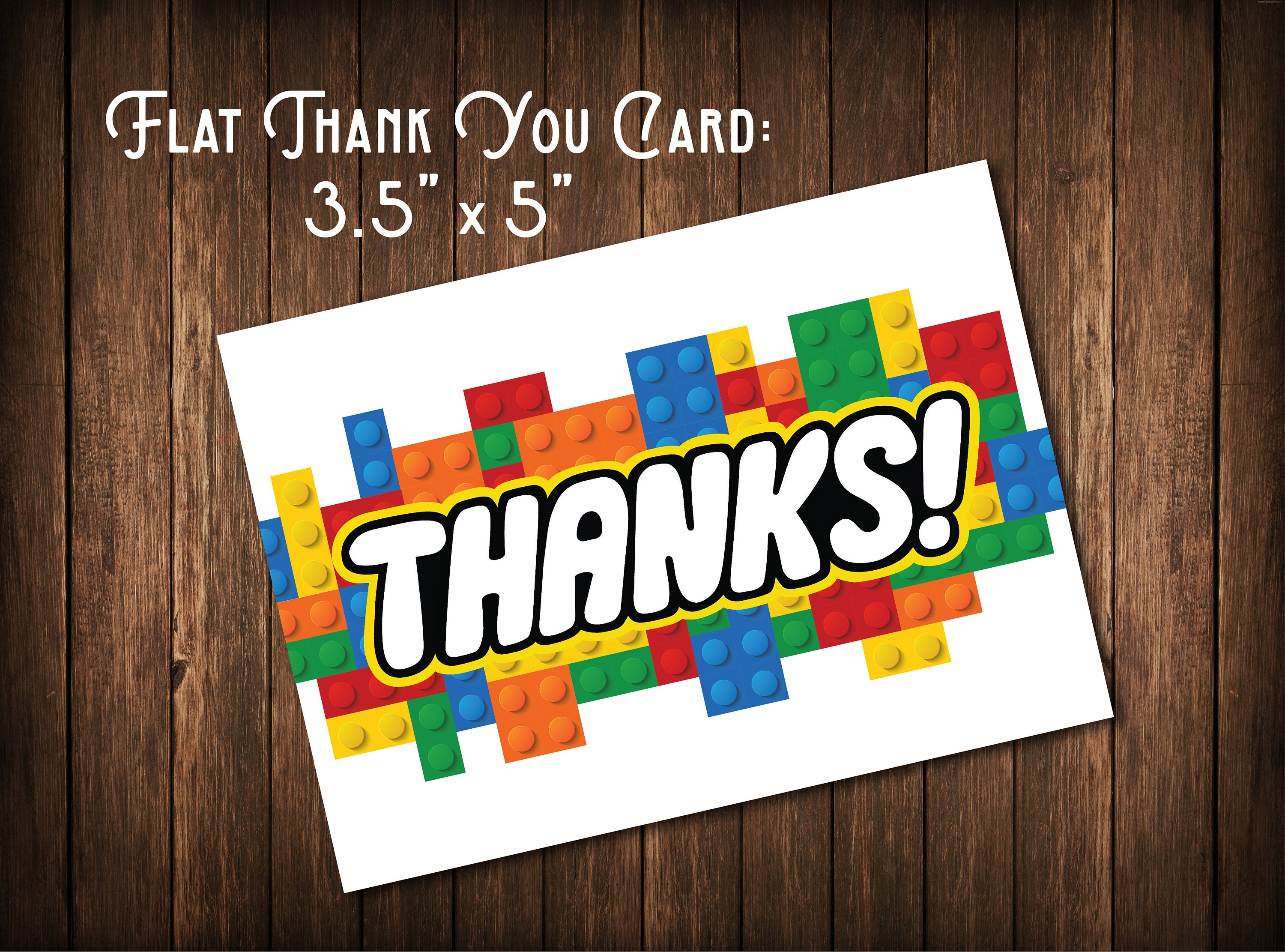 Brick/building Blocks Thank You Card: DIY Printable Design Template for ...