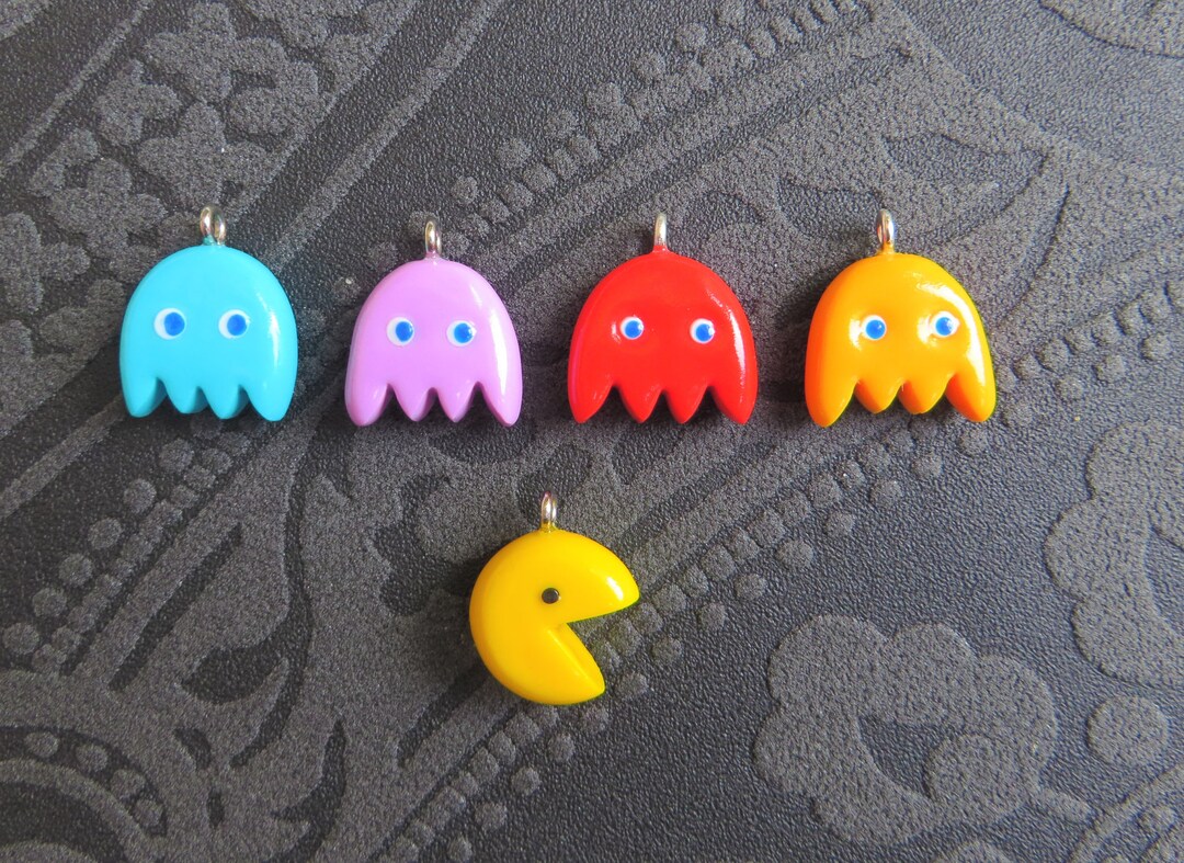 Pac-man and Ghosts Polymer Clay Stitchmarker/progresskeeper for ...
