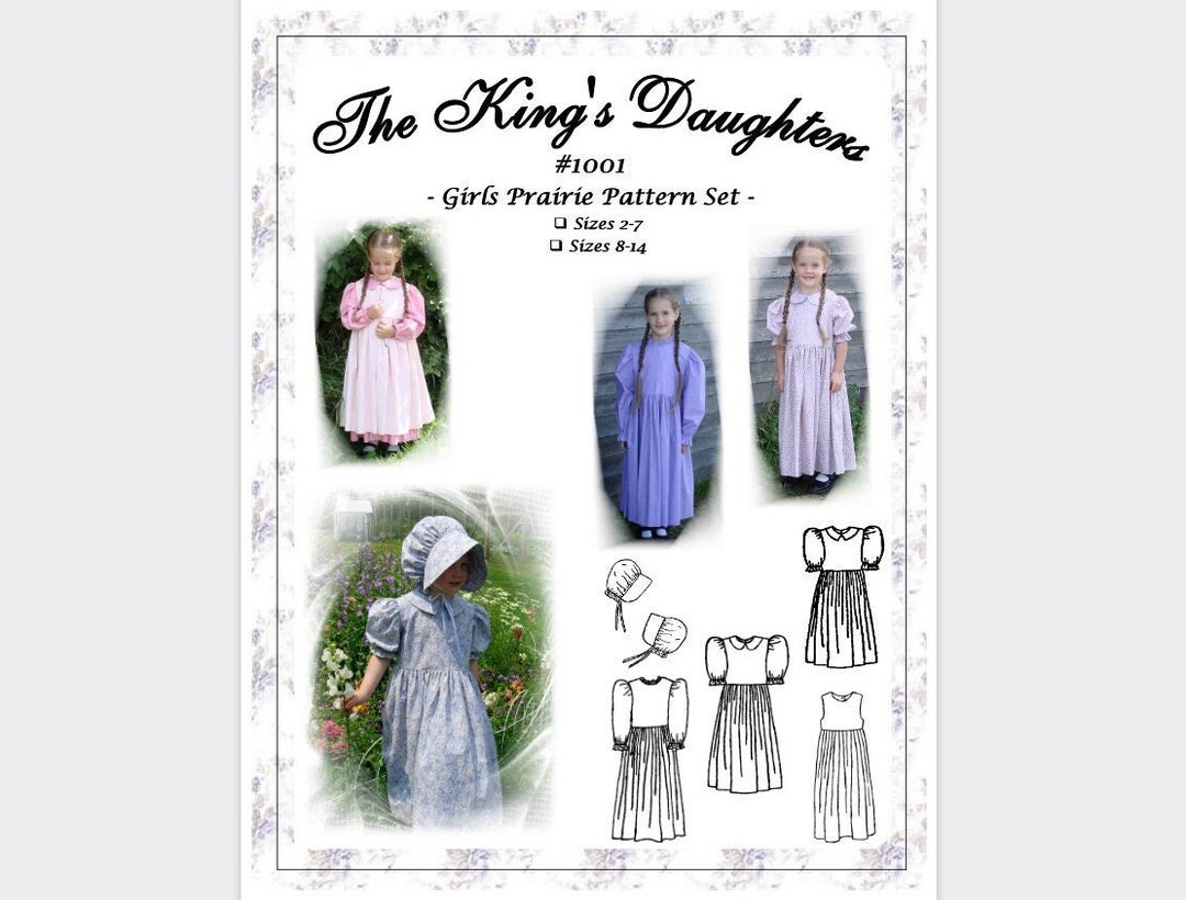 Pattern 1001 Girls Prairie Dress, Pinafore / Apron & Bonnet ...