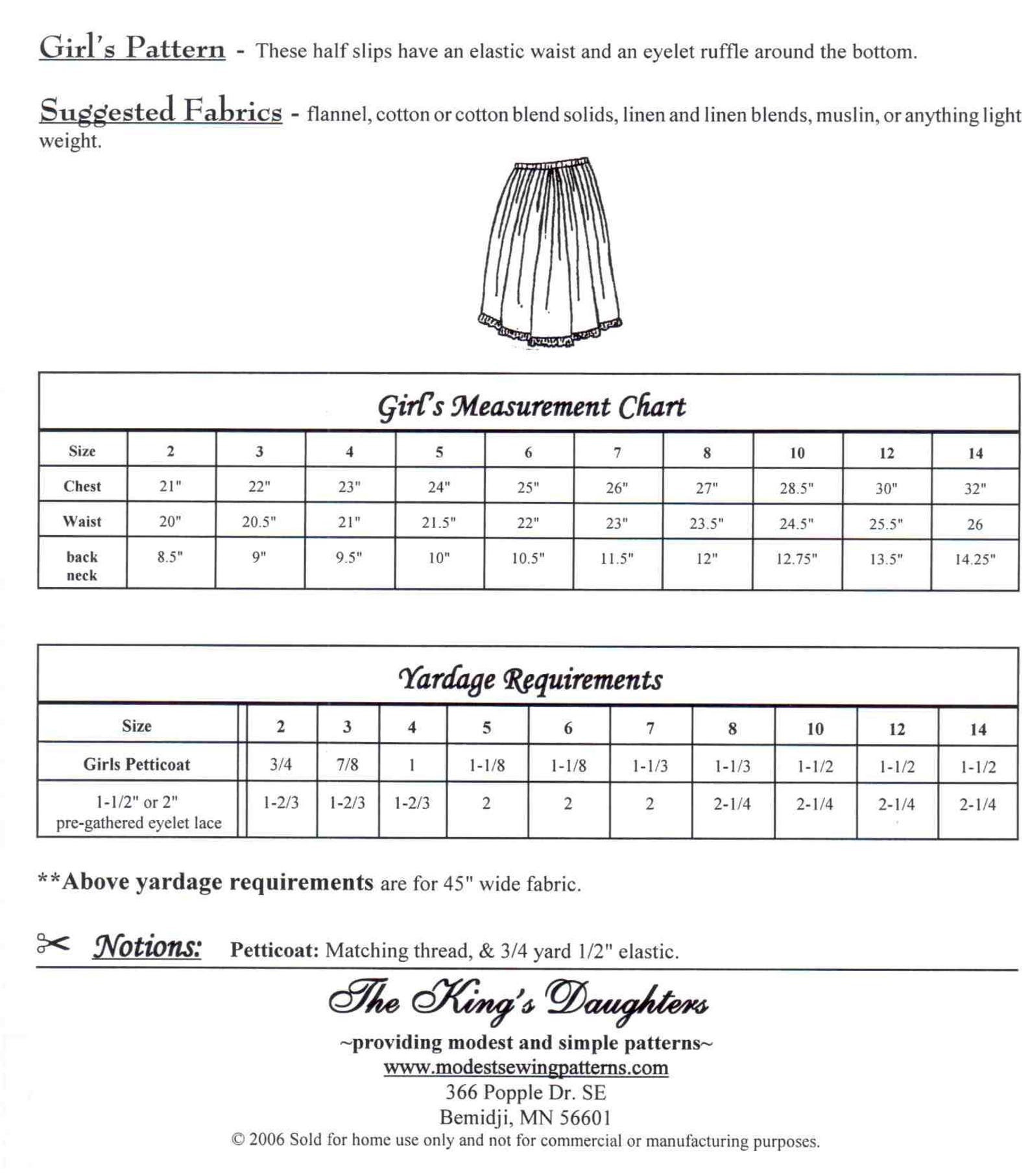 Girls Petticoat / Half Slip Sewing Pattern by the King's - Etsy