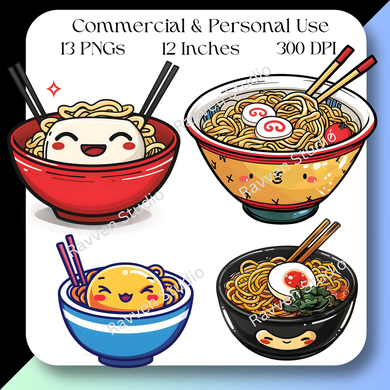Cute Kawaii Noodle Bowl Clipart, Cute Japanese Food Png, Digital ...