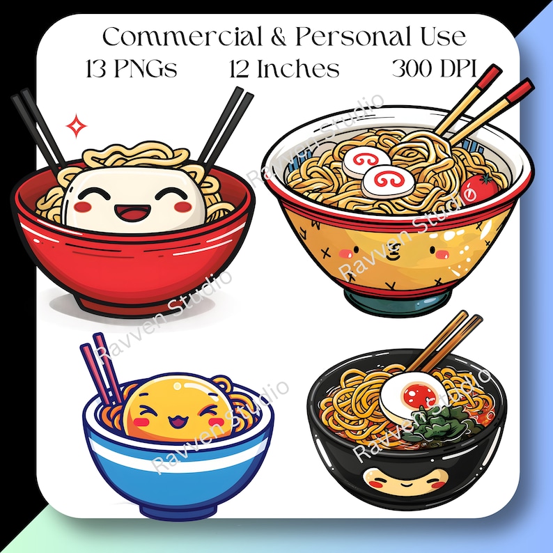 Cute Kawaii Noodle Bowl Clipart, Cute Japanese Food Png, Digital ...