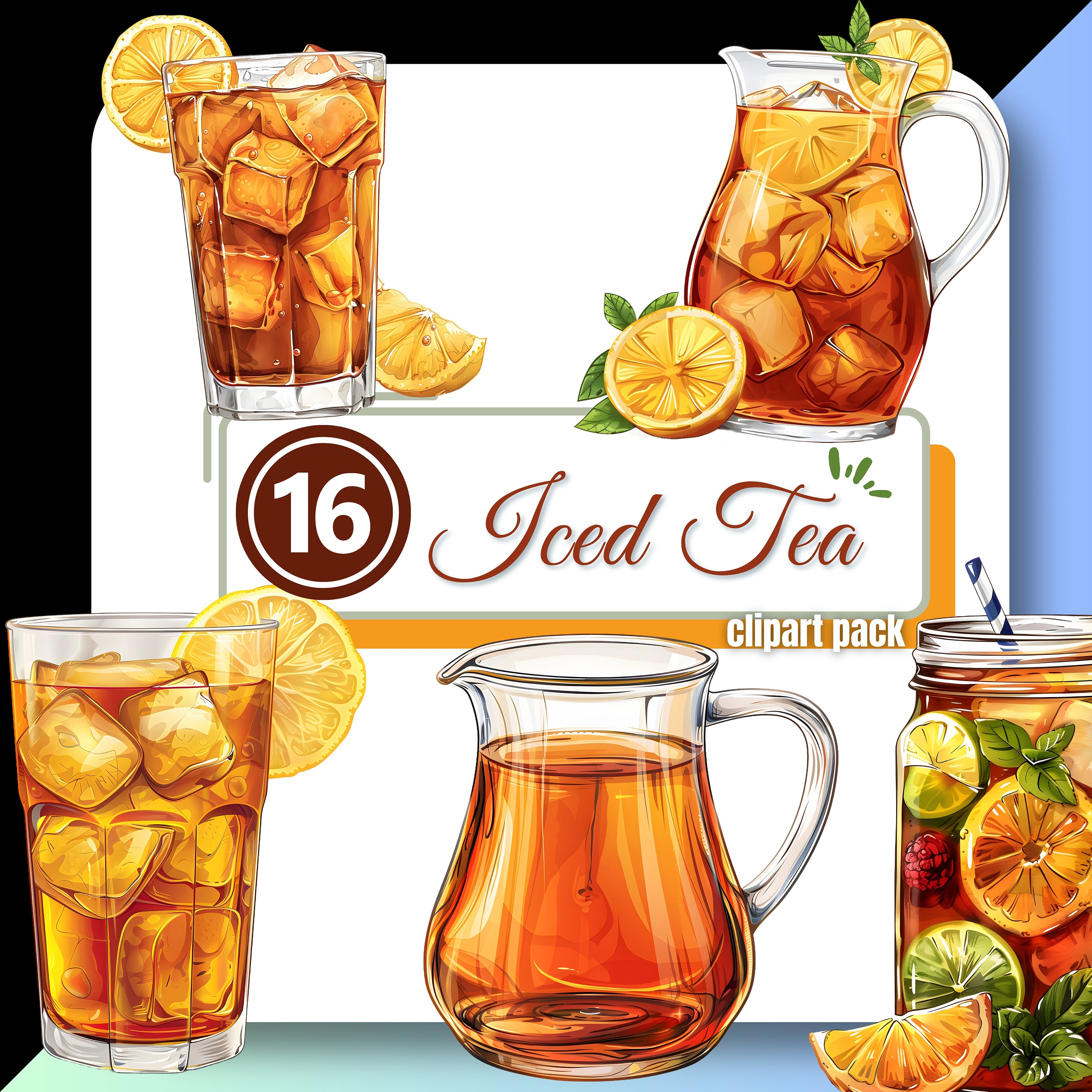 Iced Tea Clipart, Summer Drink Clip Art, Party Décor, Ice Suntea PNG ...