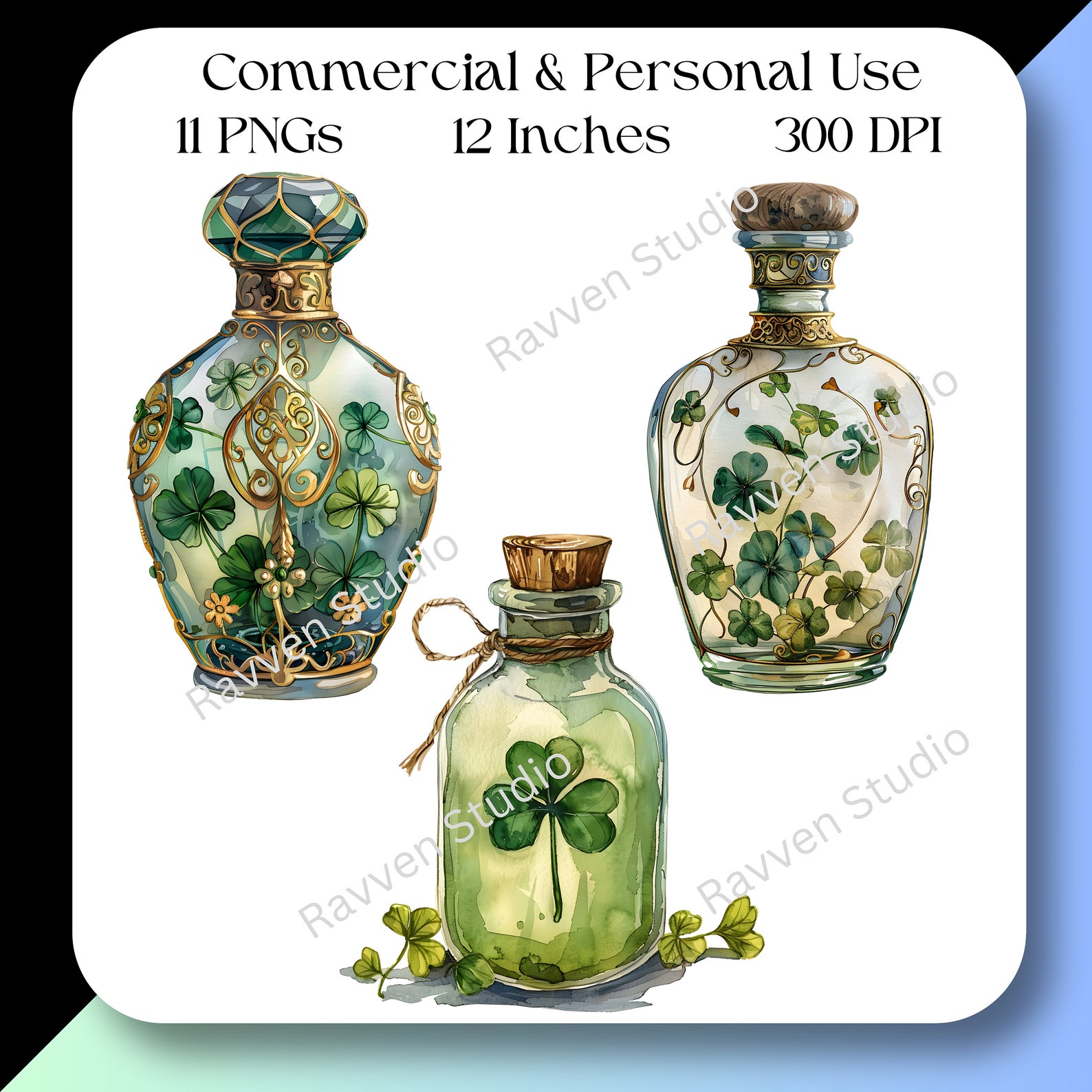 Lucky Potion Clipart, Magic Bottle Clipart, Watercolor Potion Clipart ...