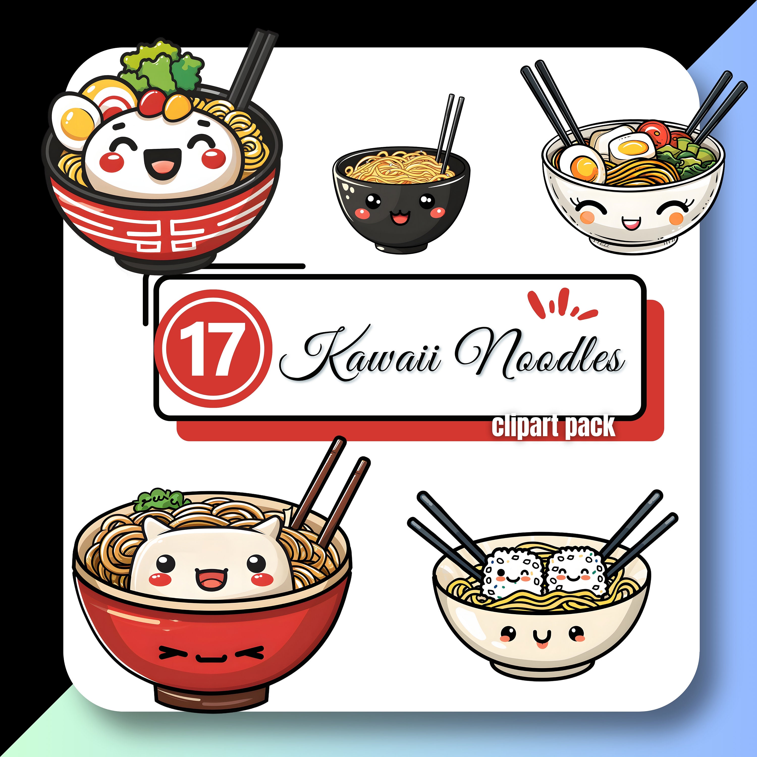 Cute Kawaii Noodle Bowl Clipart, Cute Japanese Food Png, Digital ...
