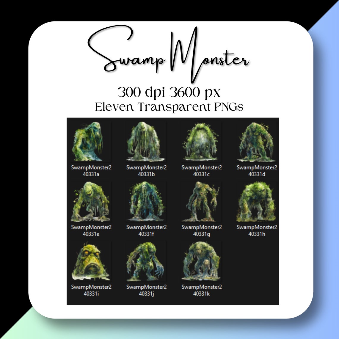 Swamp Monster Clipart, Horror Clip Art, Green Creature PNG, Digital ...
